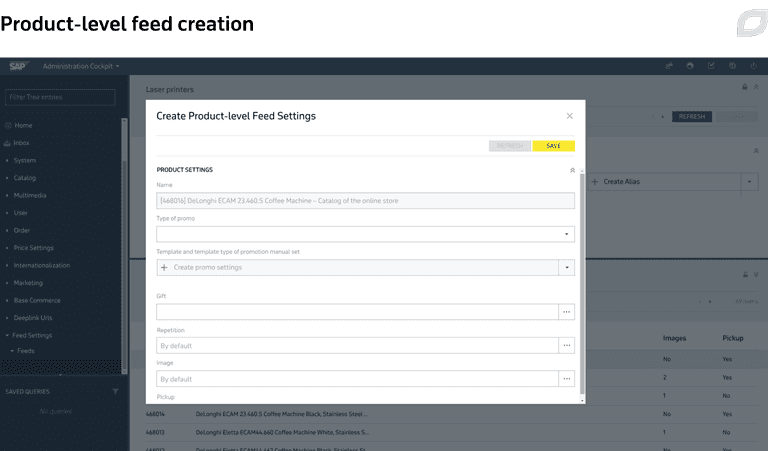 SAP Commerce-based feeds creation and management system